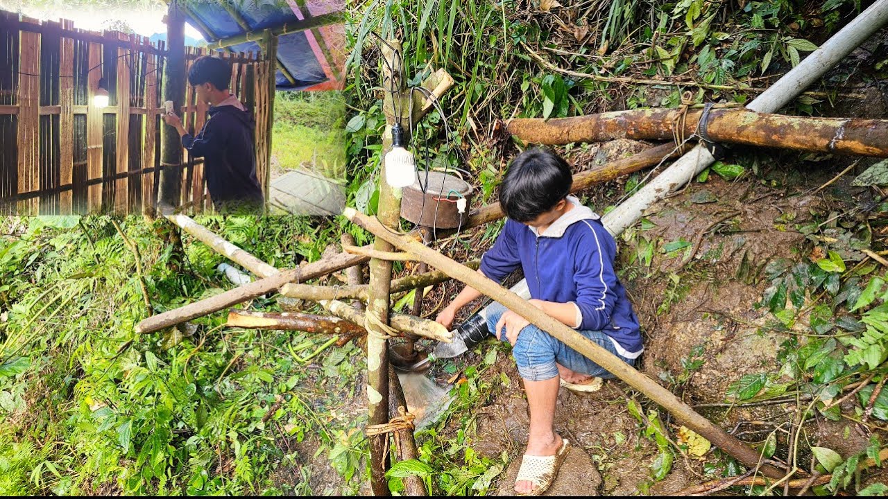 Install a generator in the forest, light up the shelter - YouTube