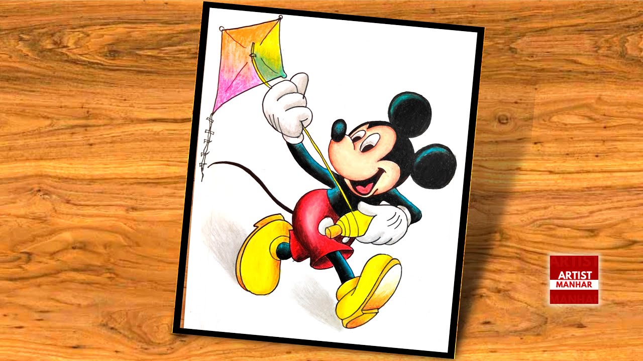 How to draw Mickey Mouse Step By Step | Mickey Mouse Outline Drawing ...