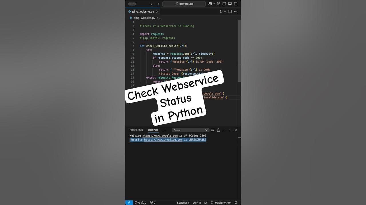 Check Webservice Status in Python! #python #programming #coding - YouTube
