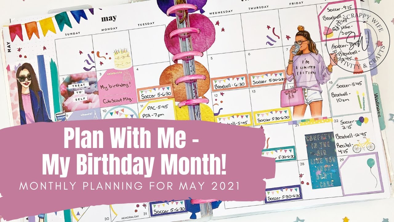 Plan With Me - Monthly Layout for My Birthday Month! - The Happy ...