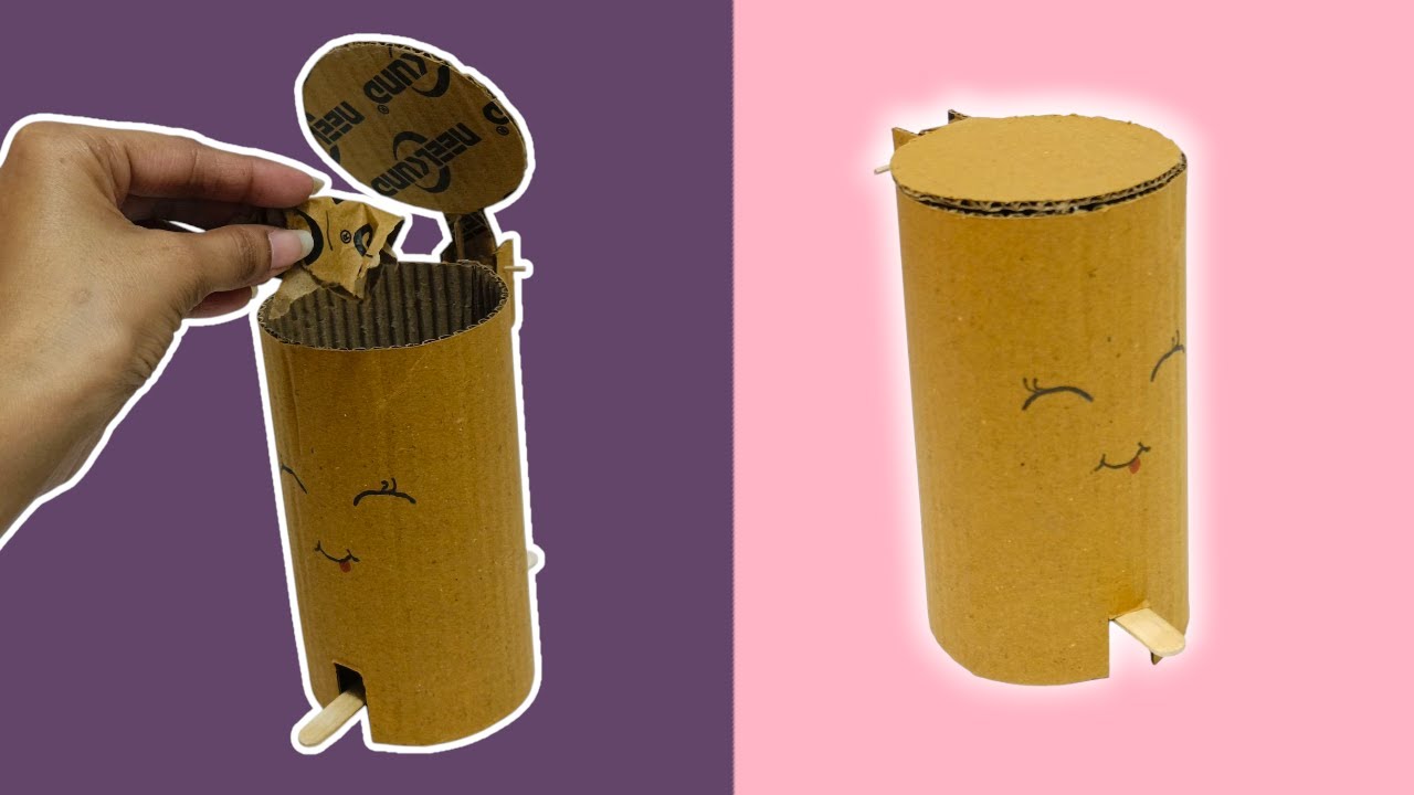 How to make Dustbin for home and office | Cardboard Craft diy idea ...