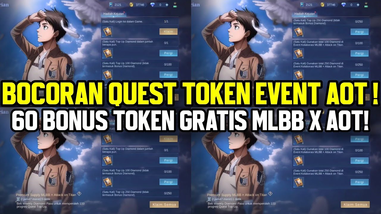 CARA DAPETIN BONUS 60 TOKEN AOT GRATIS 2 PHASE! EVENT MLBB X AOT 2025 ...