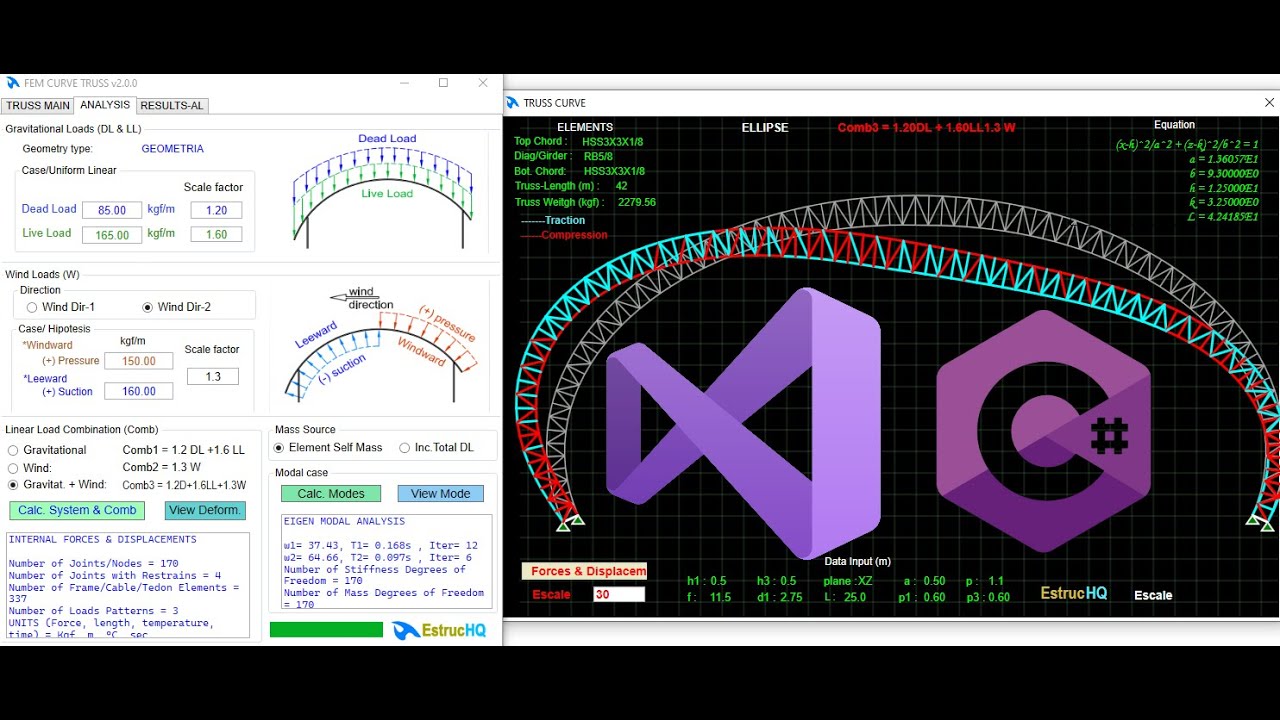 Truss FEM - Análisis estructural de cerchas curvas - YouTube
