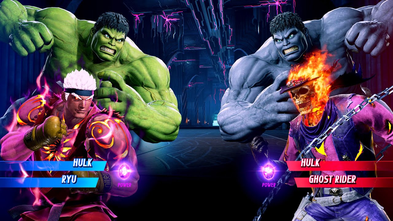 Hulk & Evil Ryu vs Grey Hulk & Ghost Rider (Very Hard) Marvel vs Capcom ...
