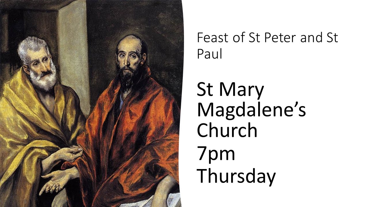 Sts Peter and Paul. Thursday 7pm in St Mary Magdalene's - YouTube