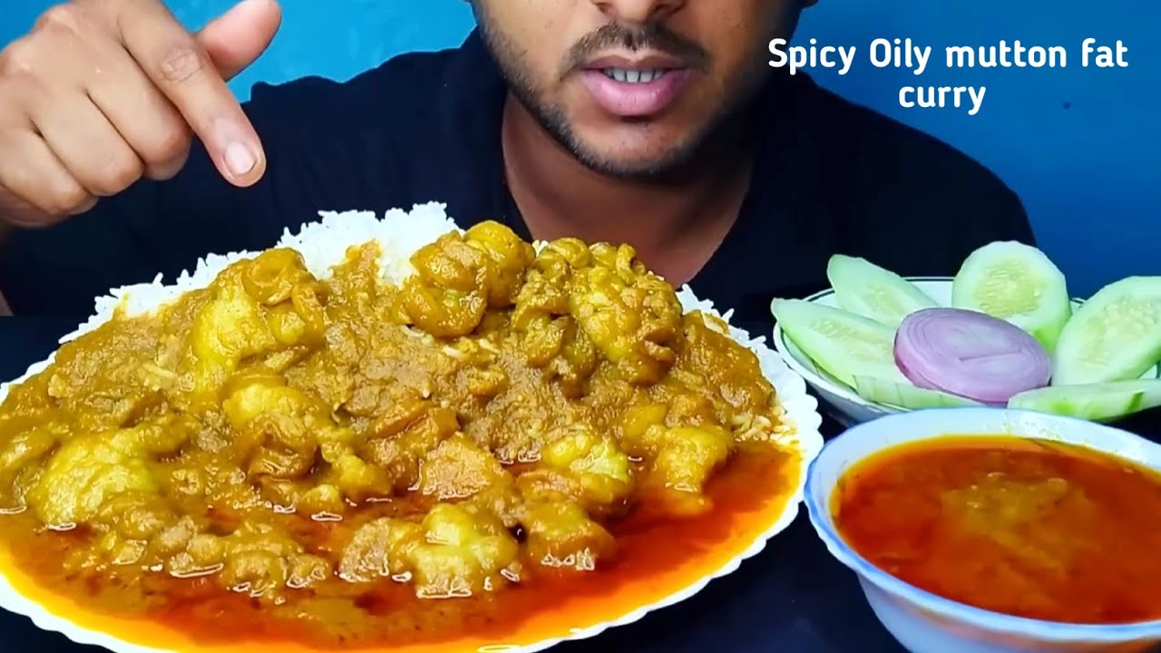 Oily Fatty Mutton Curry / Mutton Fat Curry Eating with rice | Oily ...