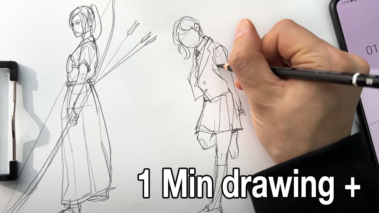 1min Drawing +a / Croquis - YouTube