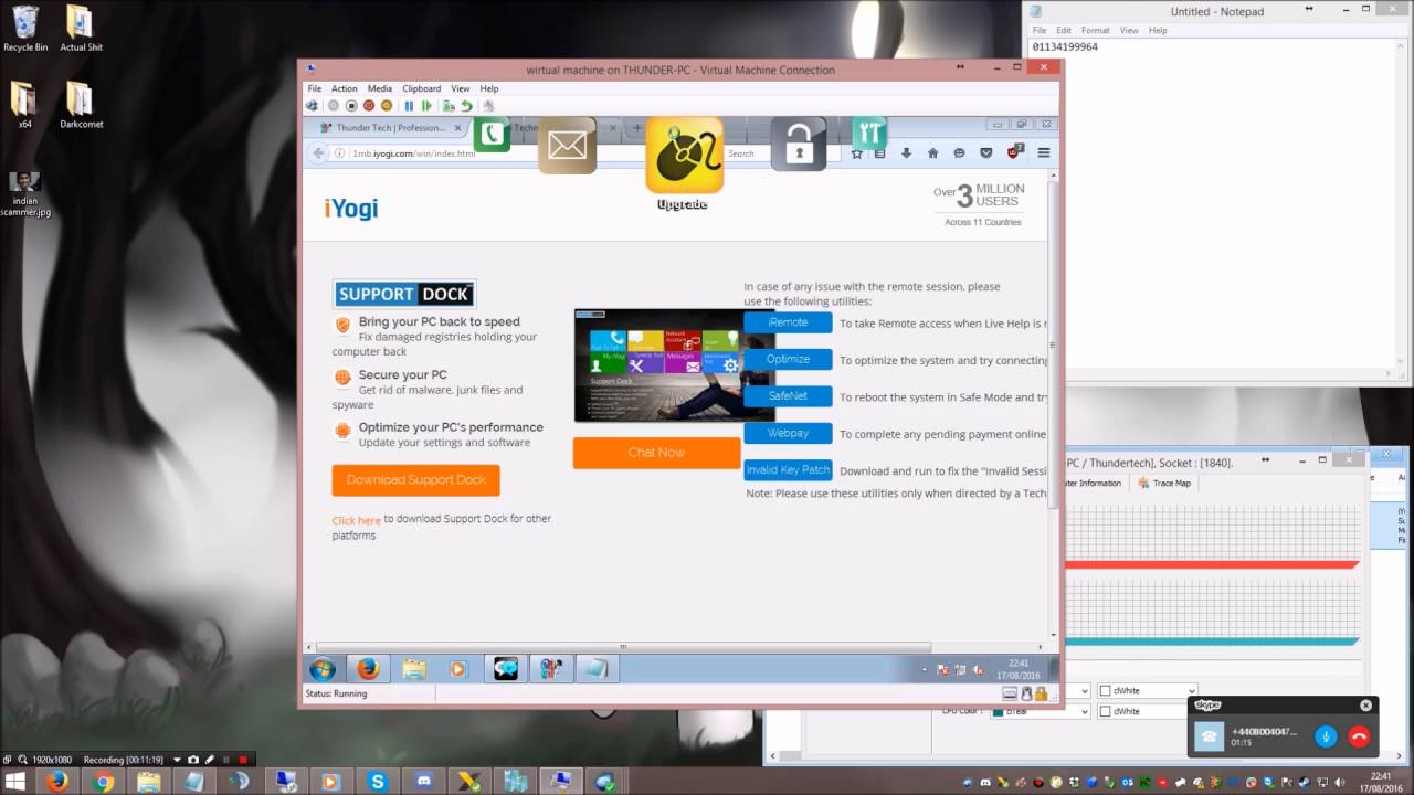 iYogi Tech Support Scammers | 'Fixing' my Dextop by removing ...