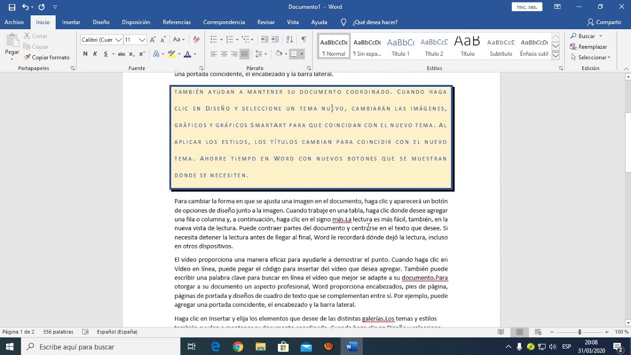 Edición de documentos en Microsoft Word Párrafo - YouTube