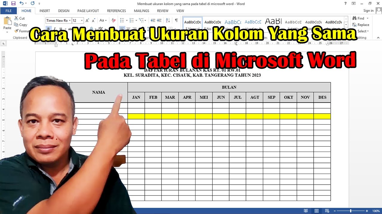Cara Membuat Ukuran Kolom Yang Sama Pada Tabel di Microsoft Word - YouTube