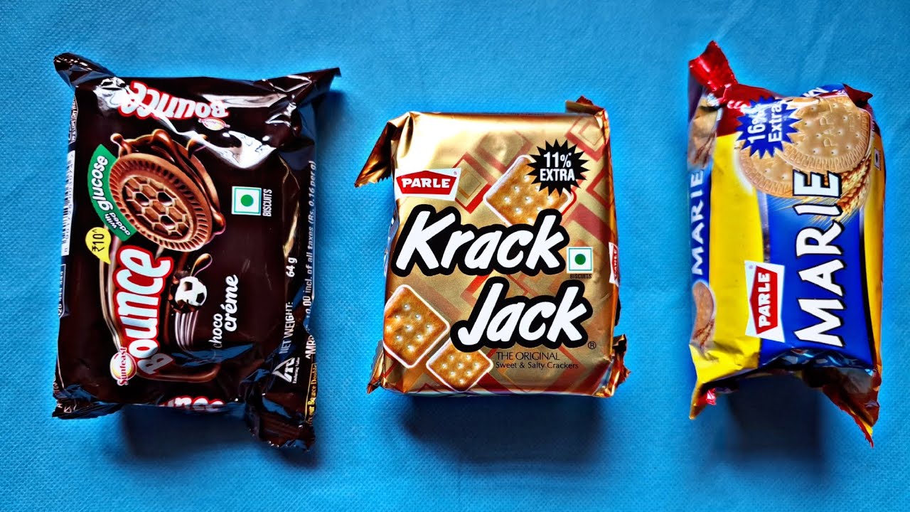 Bounce Choco Creme Vs Parle Krack Jack Vs Parle Marie || Biscuit🍪 ...