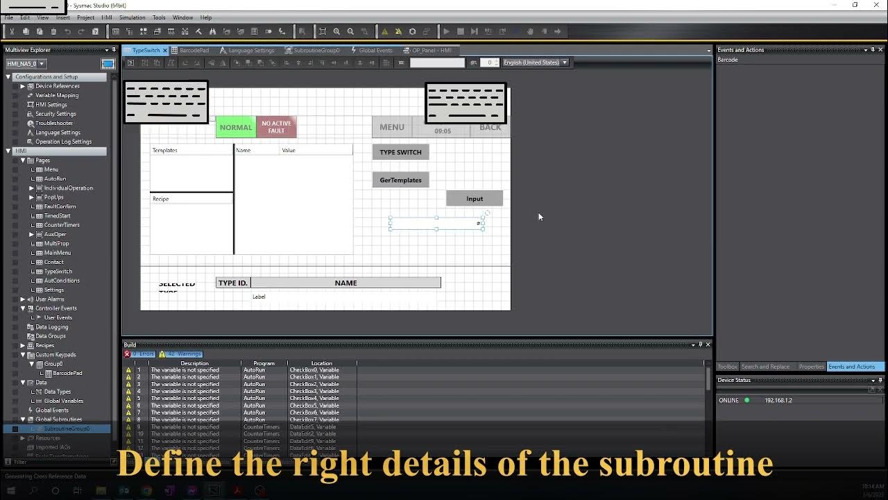 Sysmac Studio NX PLC NA HMI subroutine call for custom numpad (keypad) - YouTube