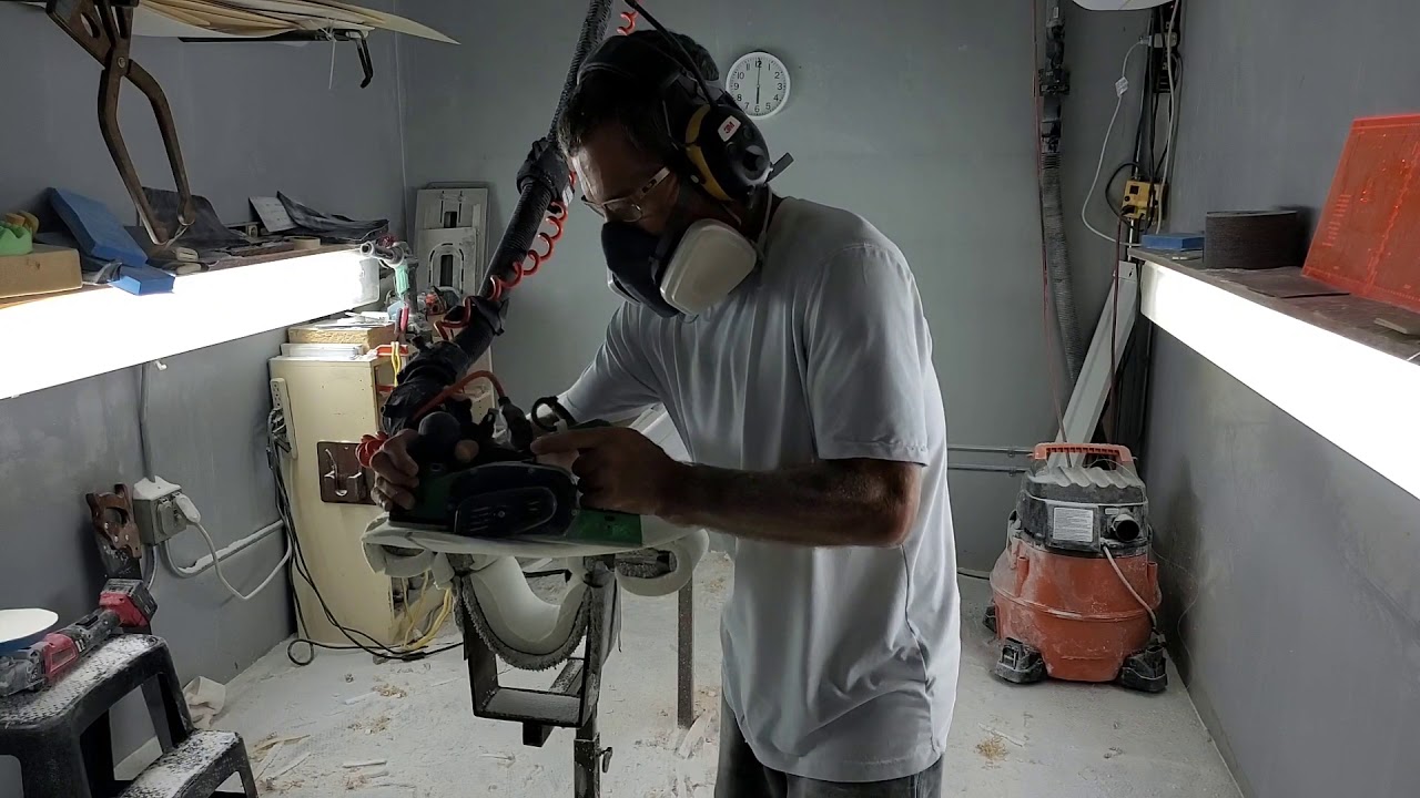 Foiling a deck with a modified planer. - YouTube