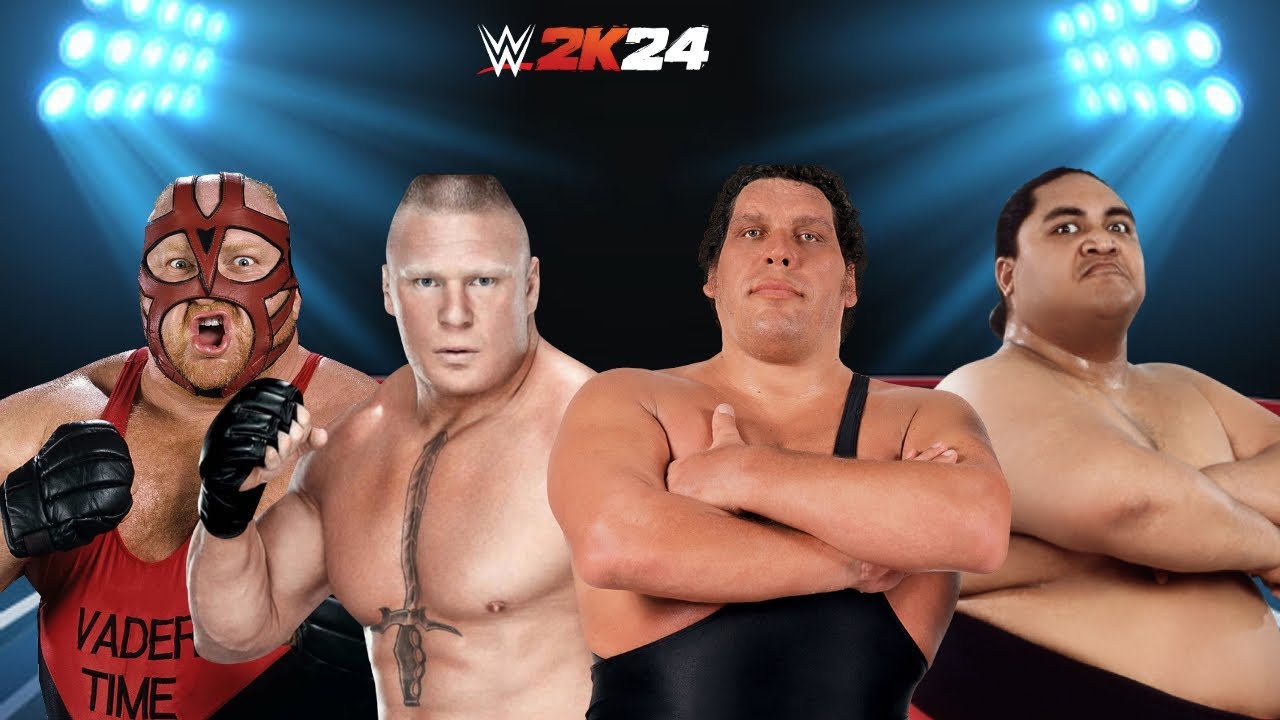 WWE 2K24 Brock Lesnar VS. Vader VS. Andrè The Giant VS. Yokozuna ...