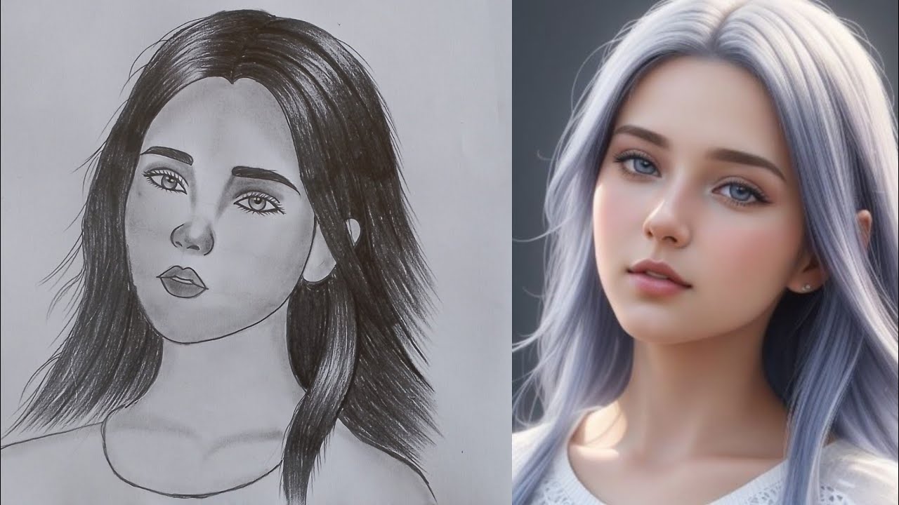 A Beautiful Girl Face Drawing - Pencil Sketch for beginners | How to ...
