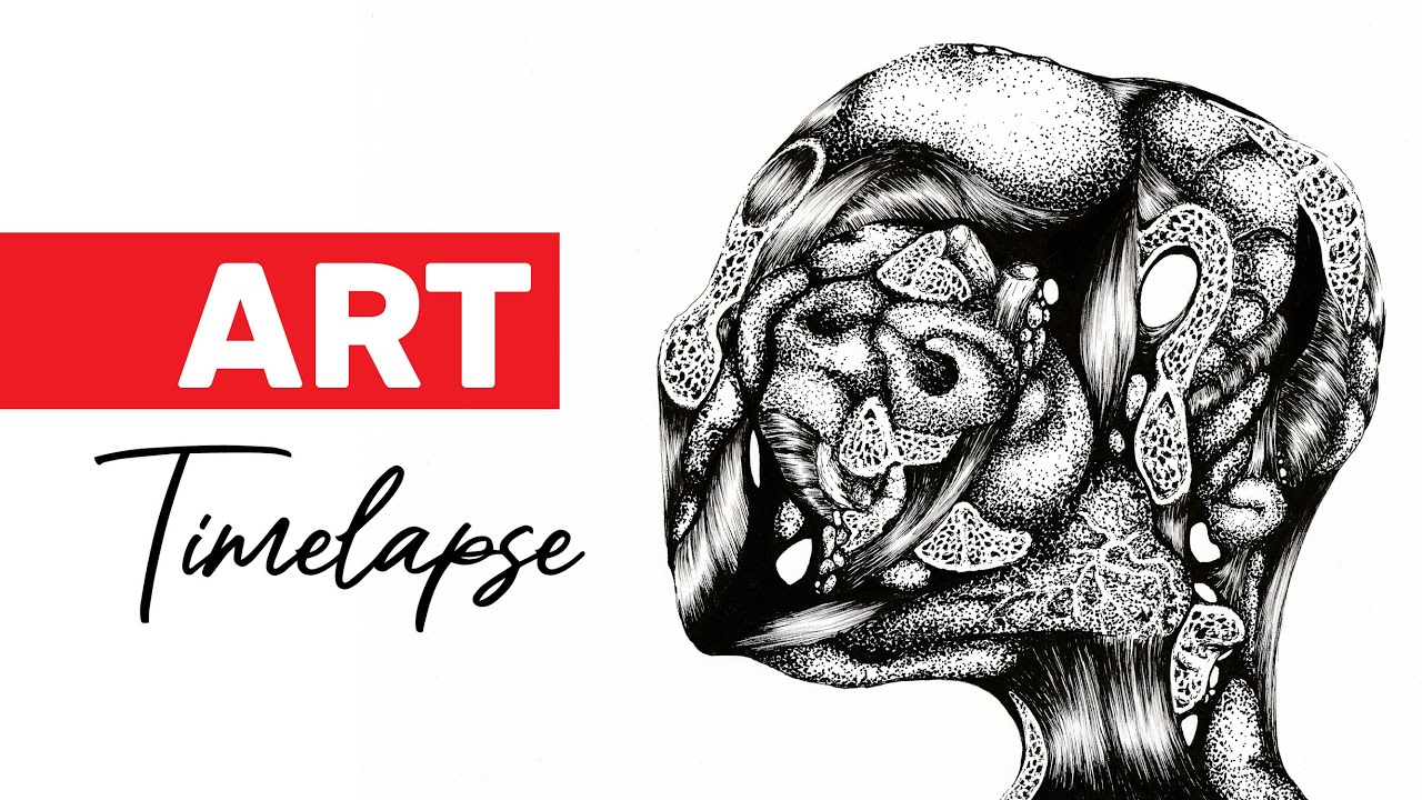 Creating a creepy abstract head: 3-hour art timelapse in 6 minutes ...