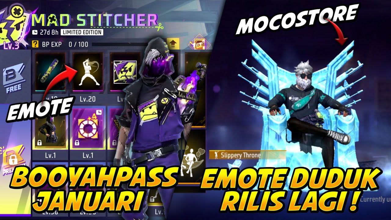 EMOTE KEREN GRATIS DI BOOYAH PAS BULAN JANUARI! EMOTE THRONE RILIS LAGI ...