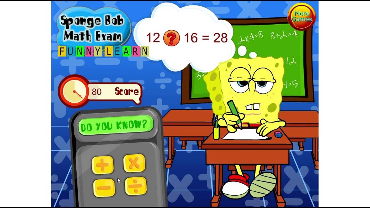 Игра Губка Боб Веселая Математика онлайн Sponge Bob Math Exam Funny ...