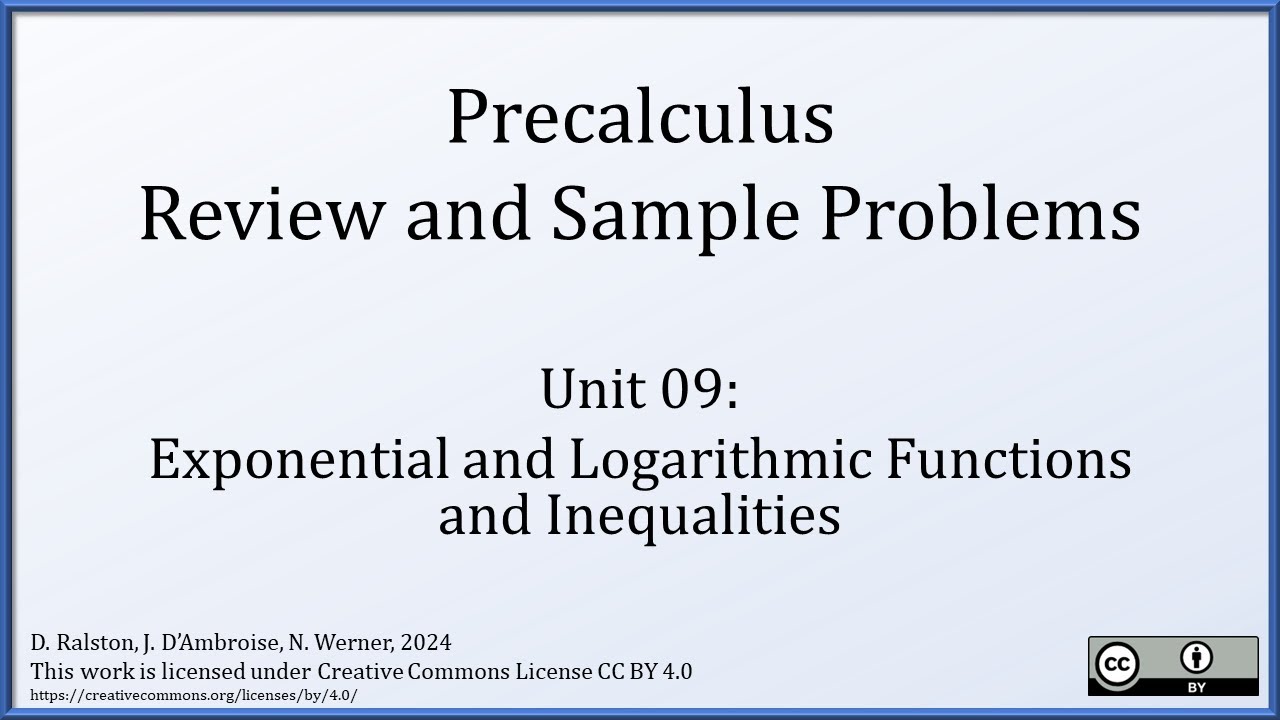 Precalculus - Sample Problems 09 - Exponential and Logarithmic ...