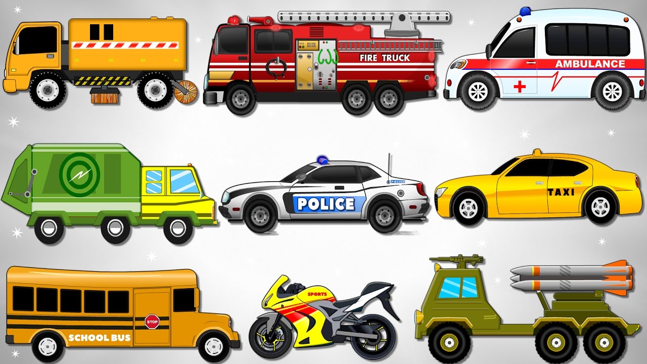 Learning Street Vehicles | Car Rhymes - Fire Truck Police Car ...