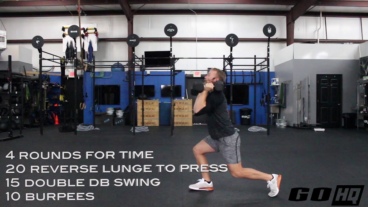 Reverse Lunge + Double Dumbbell Swings - YouTube