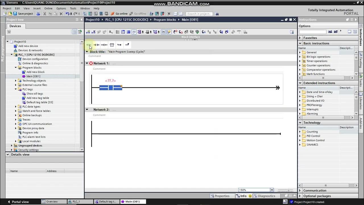 Programming and downloading to a PLC S7 1200 for the first time for PLC ...