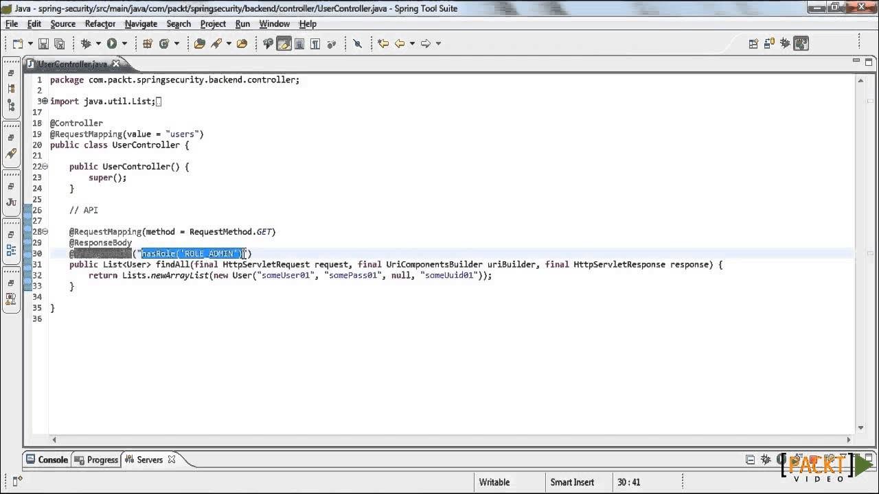 Spring Security Tutorial: Authorization with Expressions - on Methods | packtpub.com - YouTube