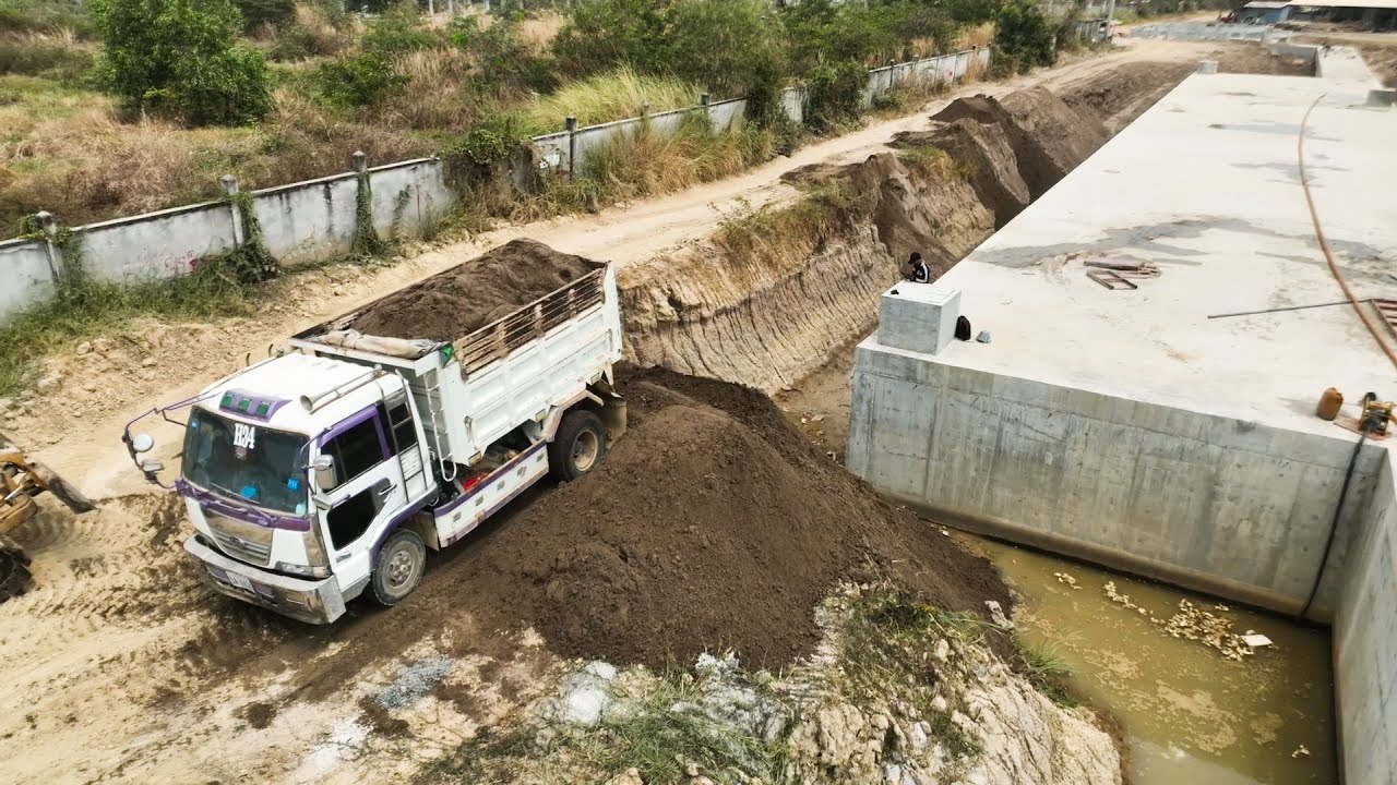Full Videos Completion!! Small Equipment Filling Sand Bury The Drains ...