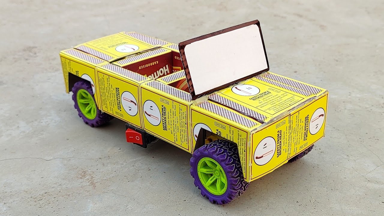 how to make a rc matchbox car at home diy toy - matchbox crafts - YouTube
