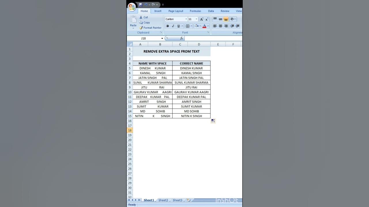 Learn how to remove extra space in Excel 😎 | Excel Data Entry trick #excel #exceltips #dataentry ...
