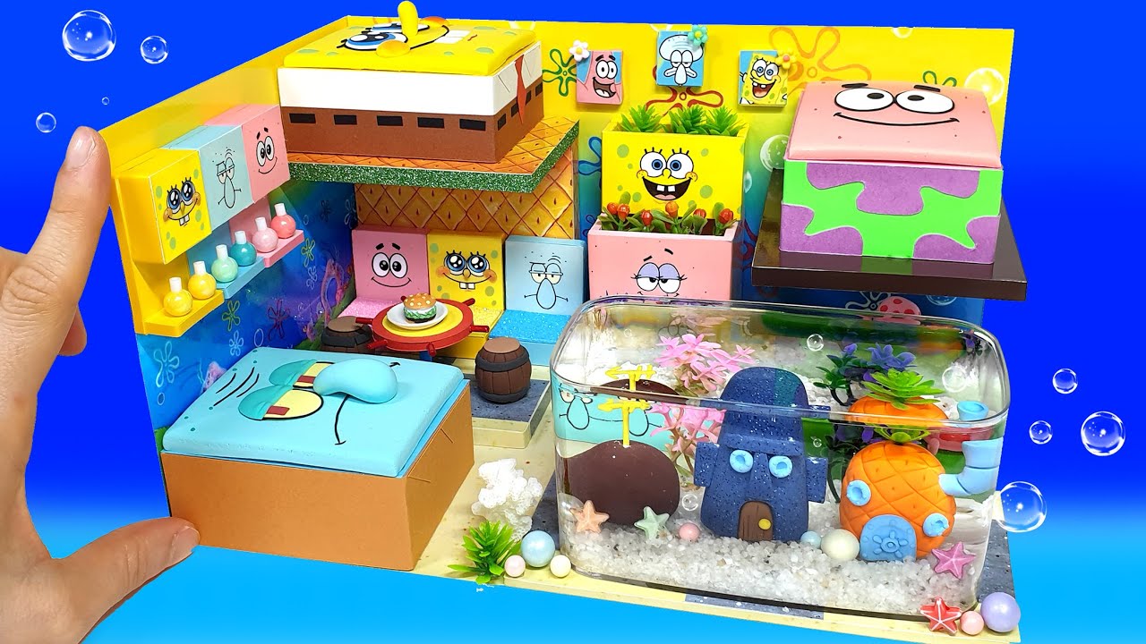 DIY Miniature Spongebob♥Friends Cardboard House♥ Build Amazing ...