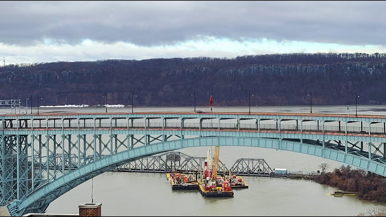 Amtrak Trains in NYC ~ Cloudy Day Over the Hudson River & Hudson Bridge ...