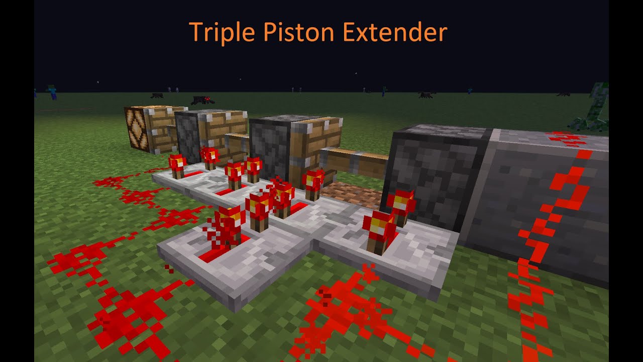 Como fazer um Triple Piston Extender horizontal no Minecraft - YouTube