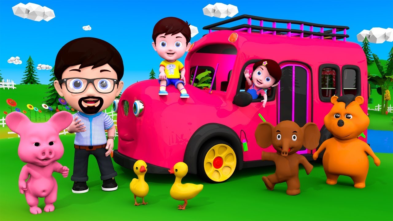 The Wheels On Bus Animated Nursery Rhyme | Jenny & Jack Kids Cartoon ...