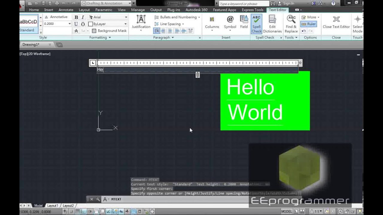 AutoCAD 2014 Tutorial: HELLO WORLD - YouTube
