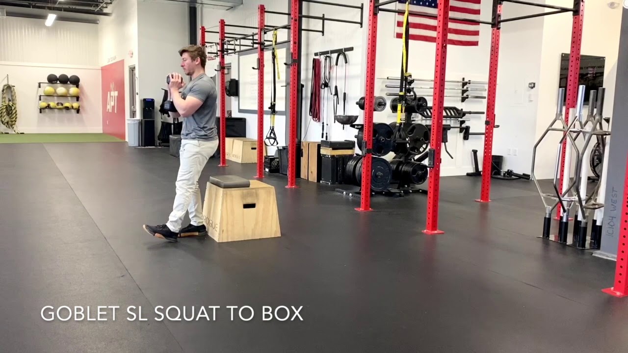 GOBLET SL SQUAT TO BOX - YouTube
