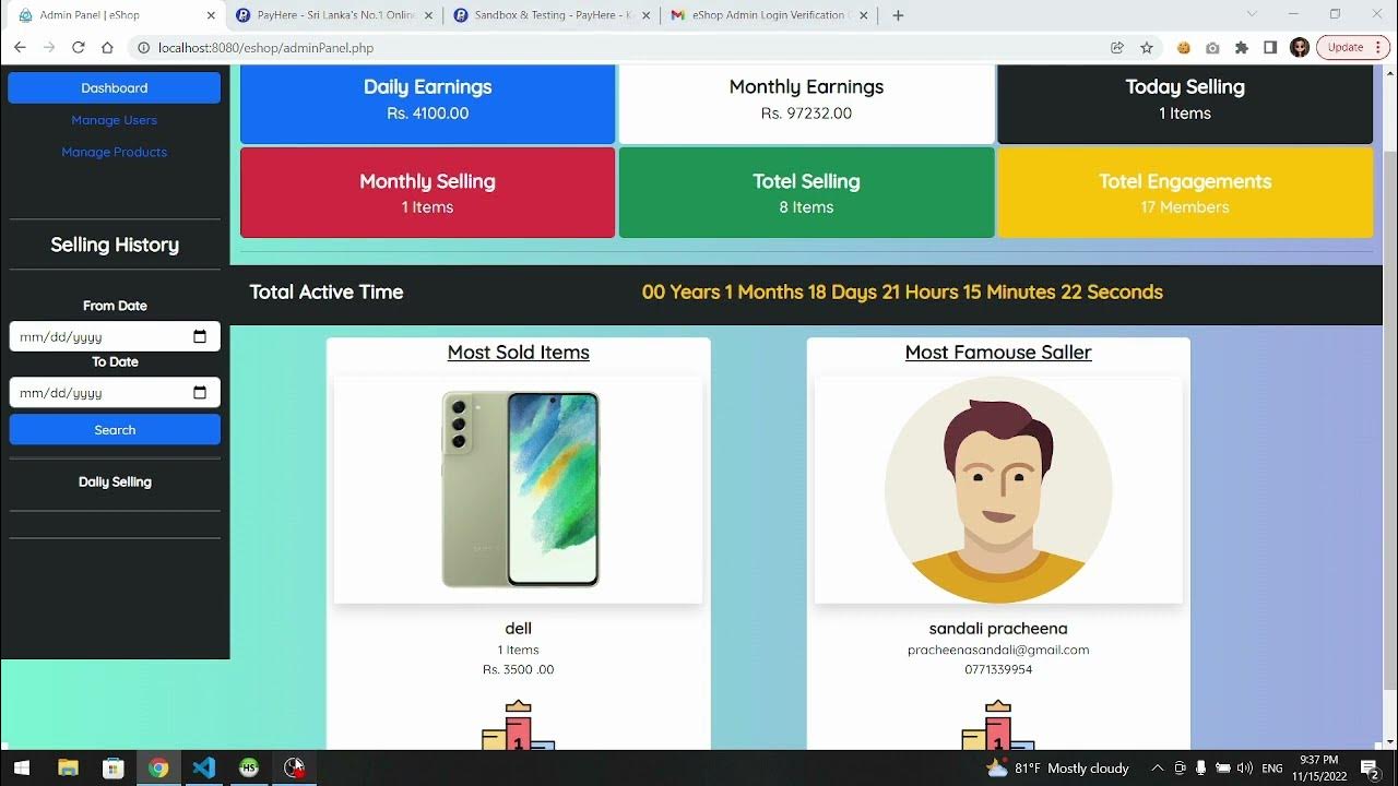 42. Program the admin home page including the summarized report. - YouTube