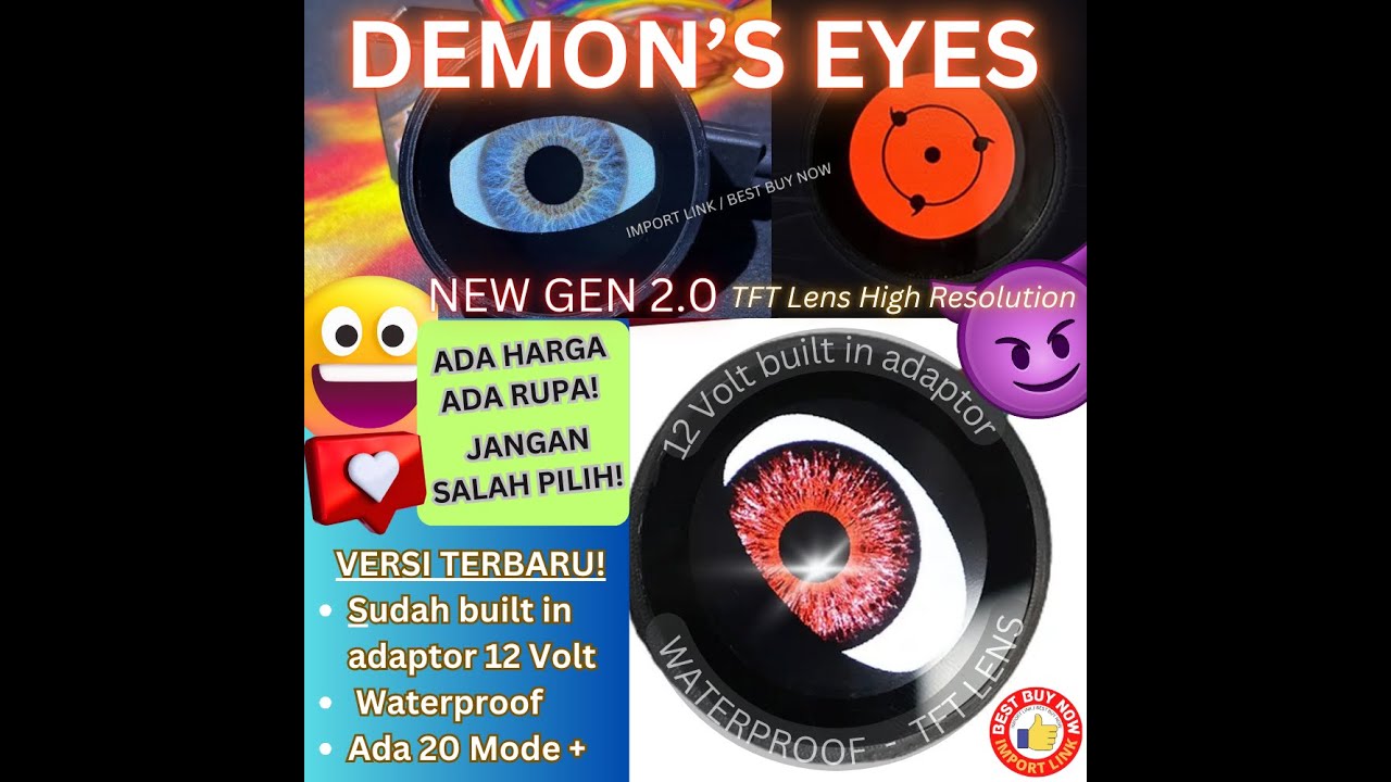 New Gen Demon Eyes Lampu Mata Bulat TFT Waterproof Angel Eye built in ...