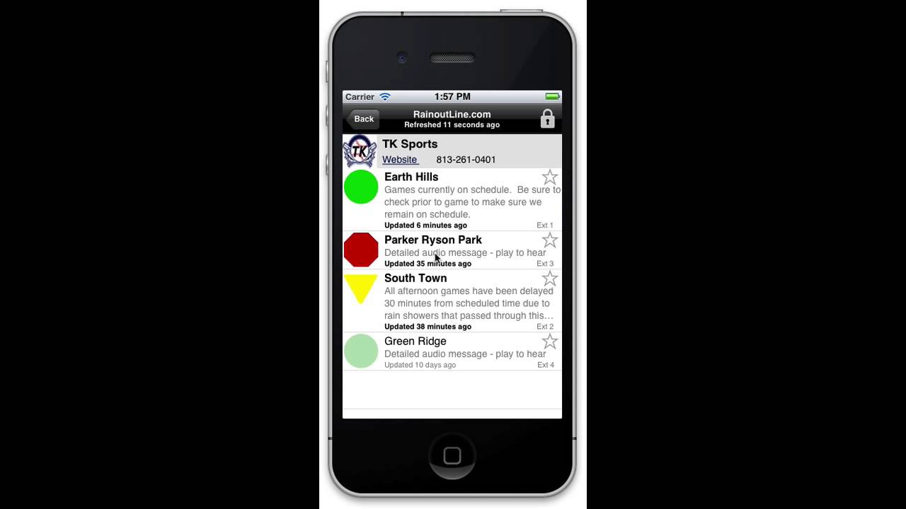 Rainout Line - Check Status from Mobile App - YouTube