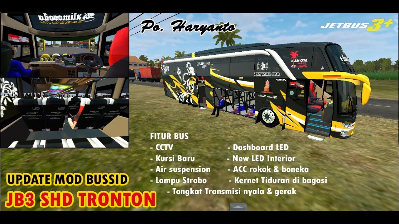 MOD BUSSID JB3 SHD TRONTON CREW TIDURAN DI BAGASI - YouTube