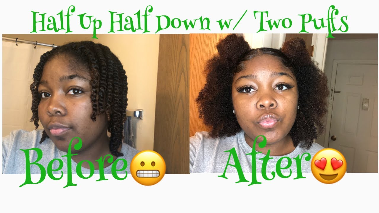 HOW TO: Half up Half down with Two Puffs | (Short&Natural) - YouTube
