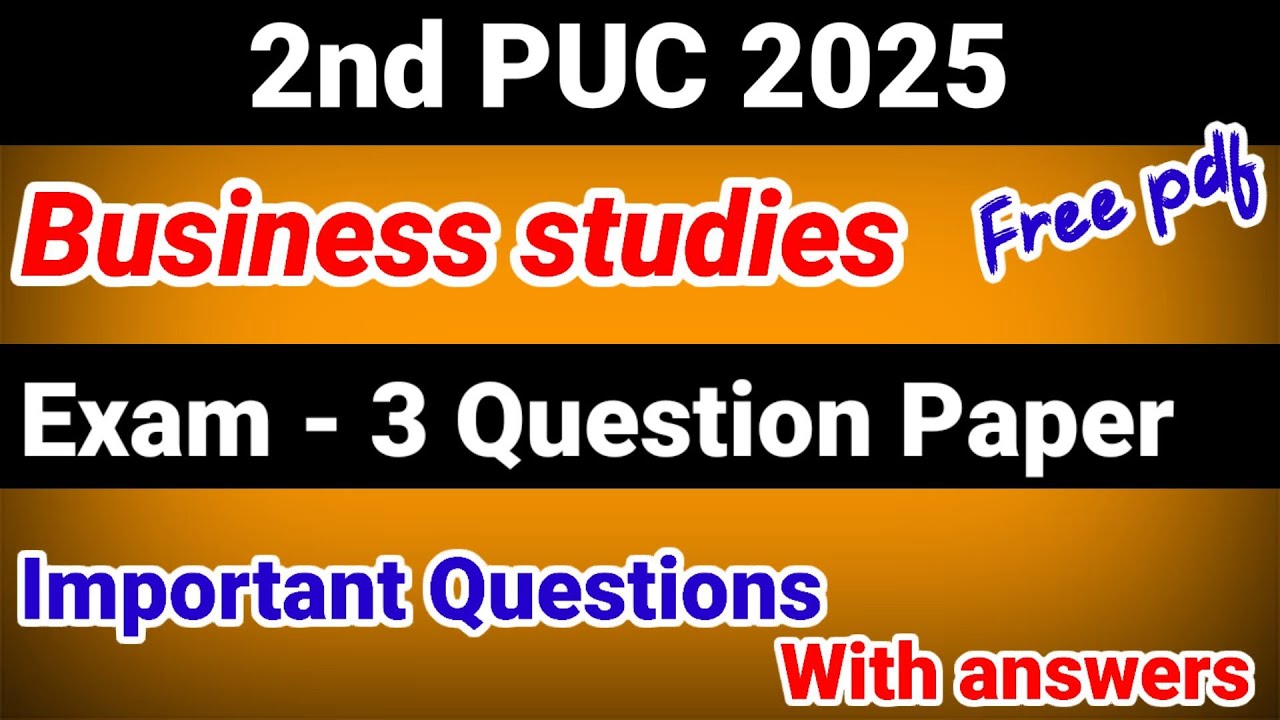 2nd puc Business studies exam 3 question paper 2024-25 kseb karnataka ...