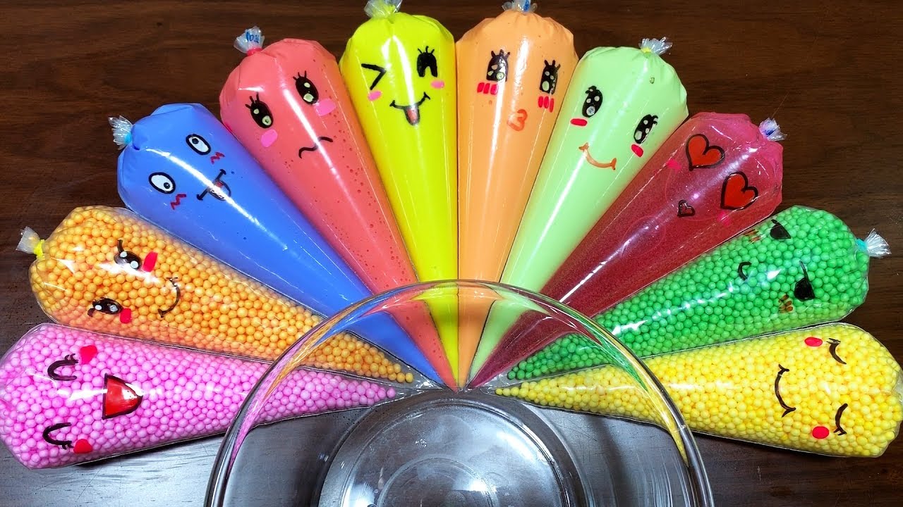Funny Piping Bags Slime || Mixing Melt Slime with Piping Bags ...