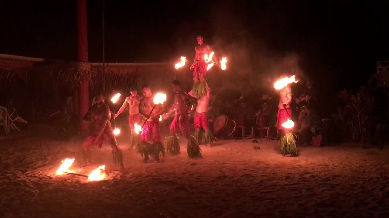 French Polynesia Mo’orea Tiki Village Luau Part 13 Fire Dance - YouTube