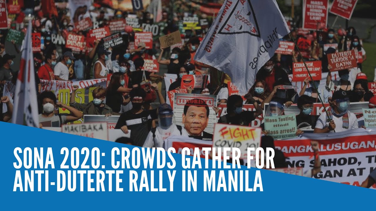 SONA 2020: Crowds gather for anti-Duterte rally in Manila - YouTube