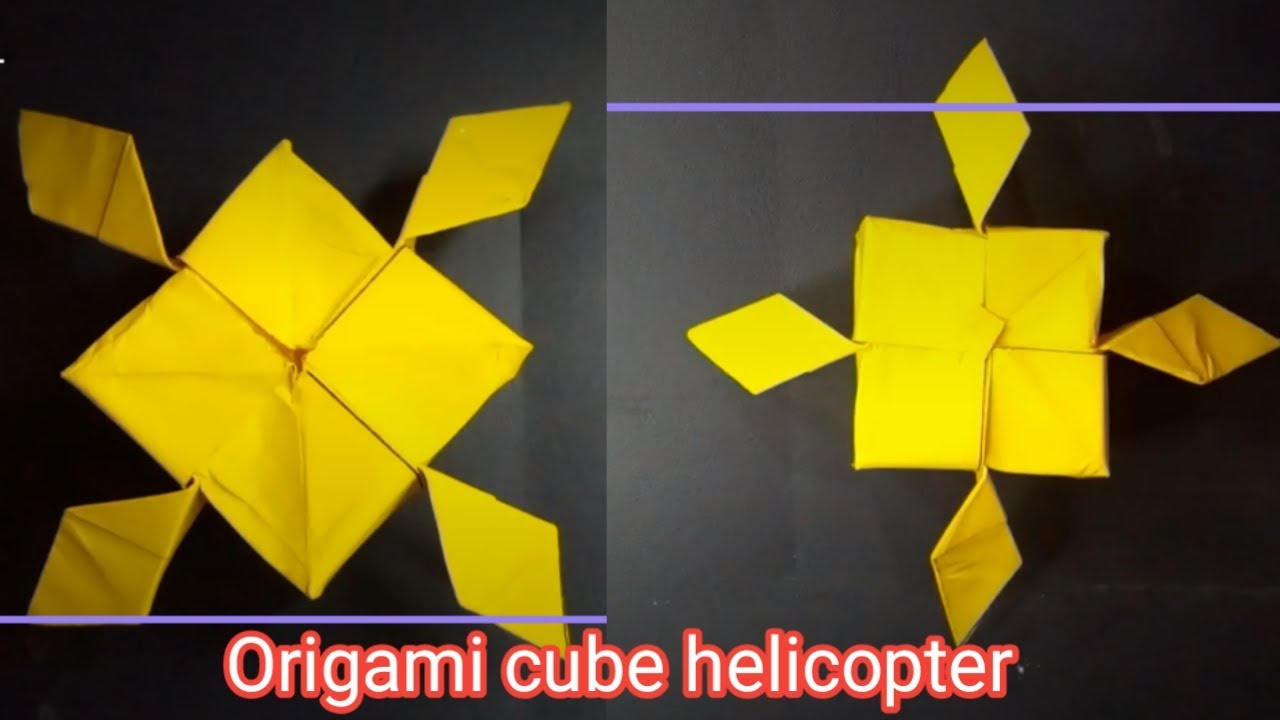Best paper cube helicopter | origami cube helicopter | flying cube ...