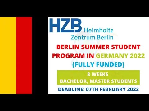 HZB Summer Student Program Berlin Germany 2022 | Fully Funded - YouTube