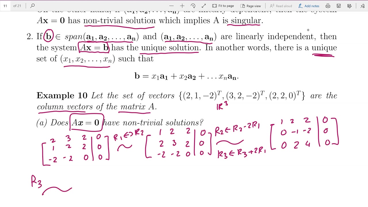 Linear Algebra - Section 3.3: Relations between Linear Independence and ...