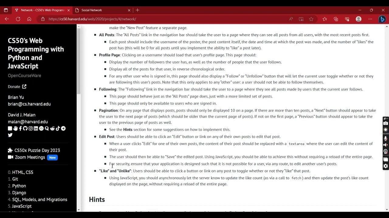 CS50W: Network - YouTube