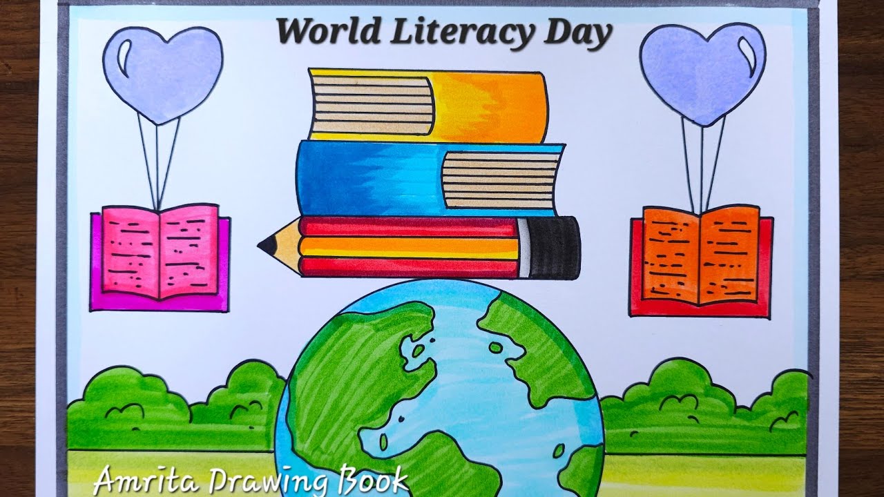 International Literacy Day Drawing Easy | Literacy Day Drawing | World ...